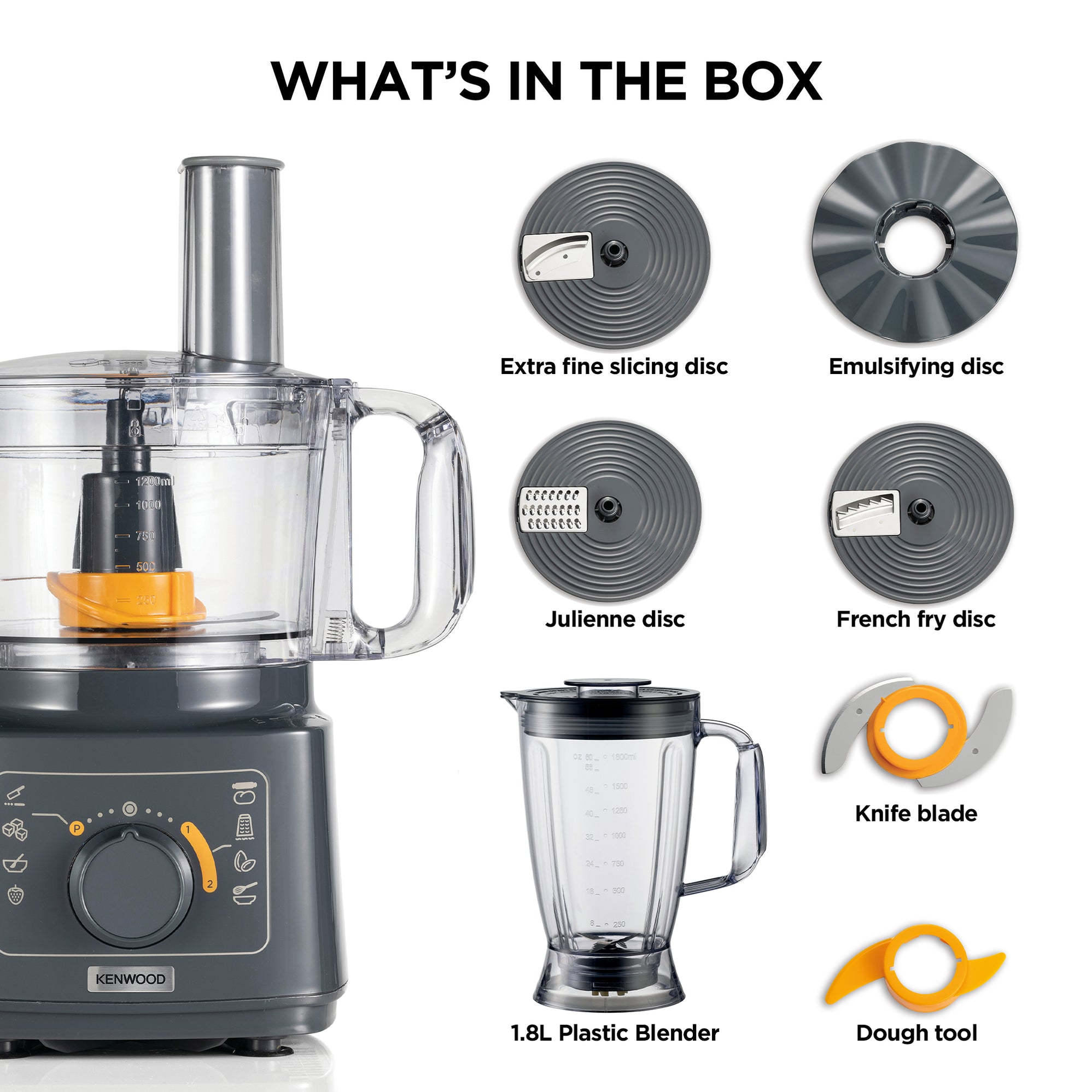 Kenwood - Food Processor Essentials Collection 750W - FDP03.50GY ...